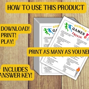 Summer Games Trivia, 2024 Summer Games Activity, International Summer ...