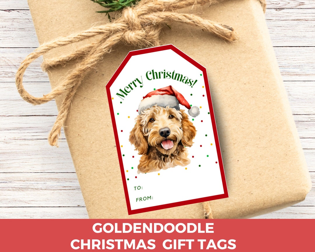 Goldendoodle Merry Christmas Gift Tags, Dog Printable Christmas Labels ...