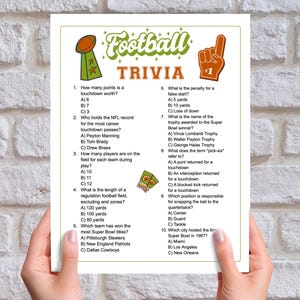 Football Trivia Game, Football Quiz, Football Party, Fun Football ...