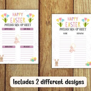 Easter Potluck Sign up Sheet, Potluck Sign up Form, Easter Party Menu ...