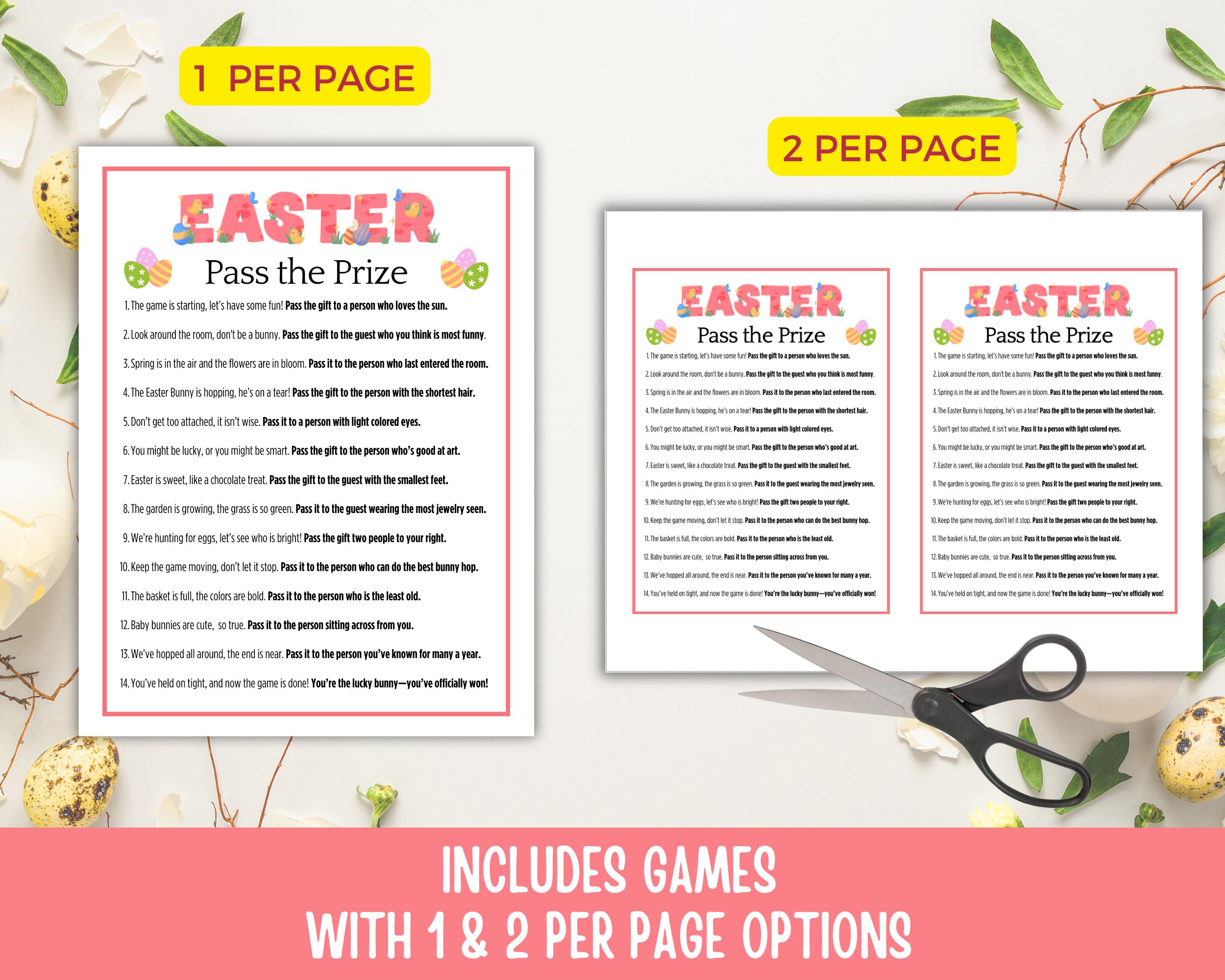 Easter Pass the Prize Game, Easter Party Game, Spring Party Game ...
