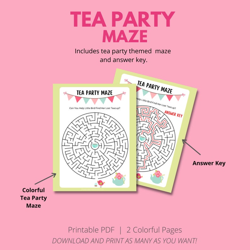 Tea Party Maze Game, Tea Party Games for Kids, INSTANT Download, Tea ...