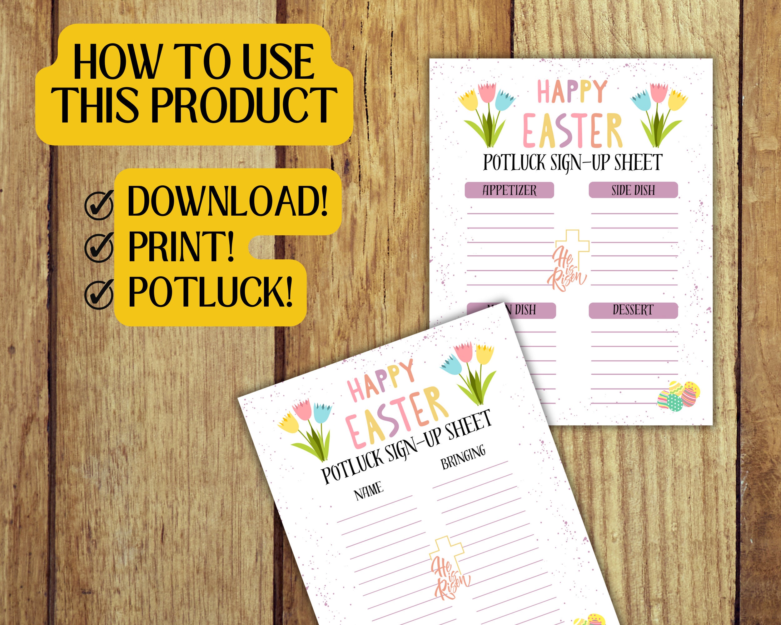 Easter Potluck Sign up Sheet, Potluck Sign up Form, Easter Party Menu ...