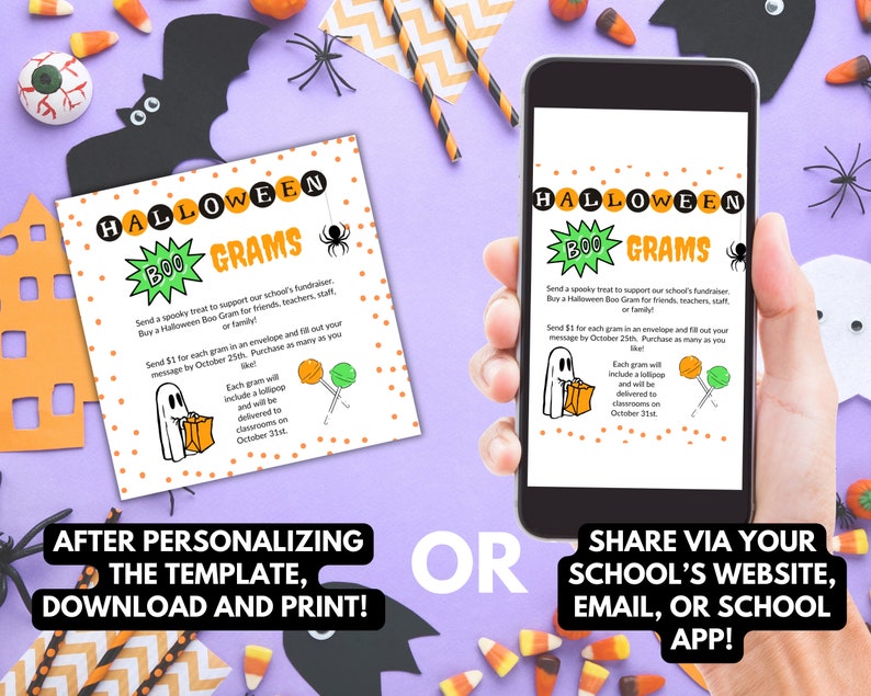 Editable Halloween Candy Gram Form, Halloween School Fundraiser Flyer ...