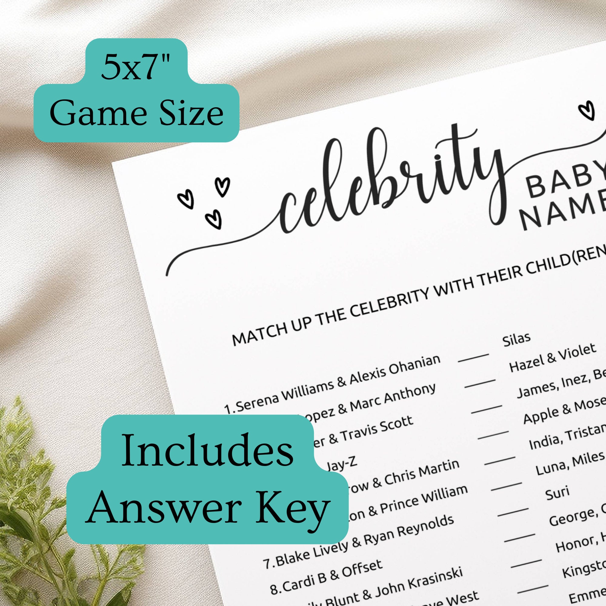 Celebrity Baby Name Shower Game, Celebrity Baby Name Game, Guess the ...