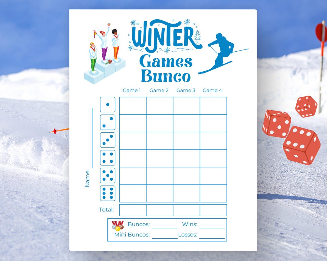 Winter Games Bunco Score Sheets, Winter Bunco Score Cards, Italy Games ...