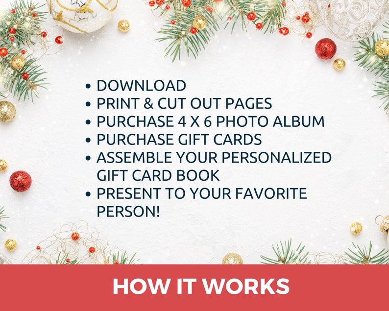 Printable Christmas Gift Card Book, Christmas Gift Card Holder, College ...