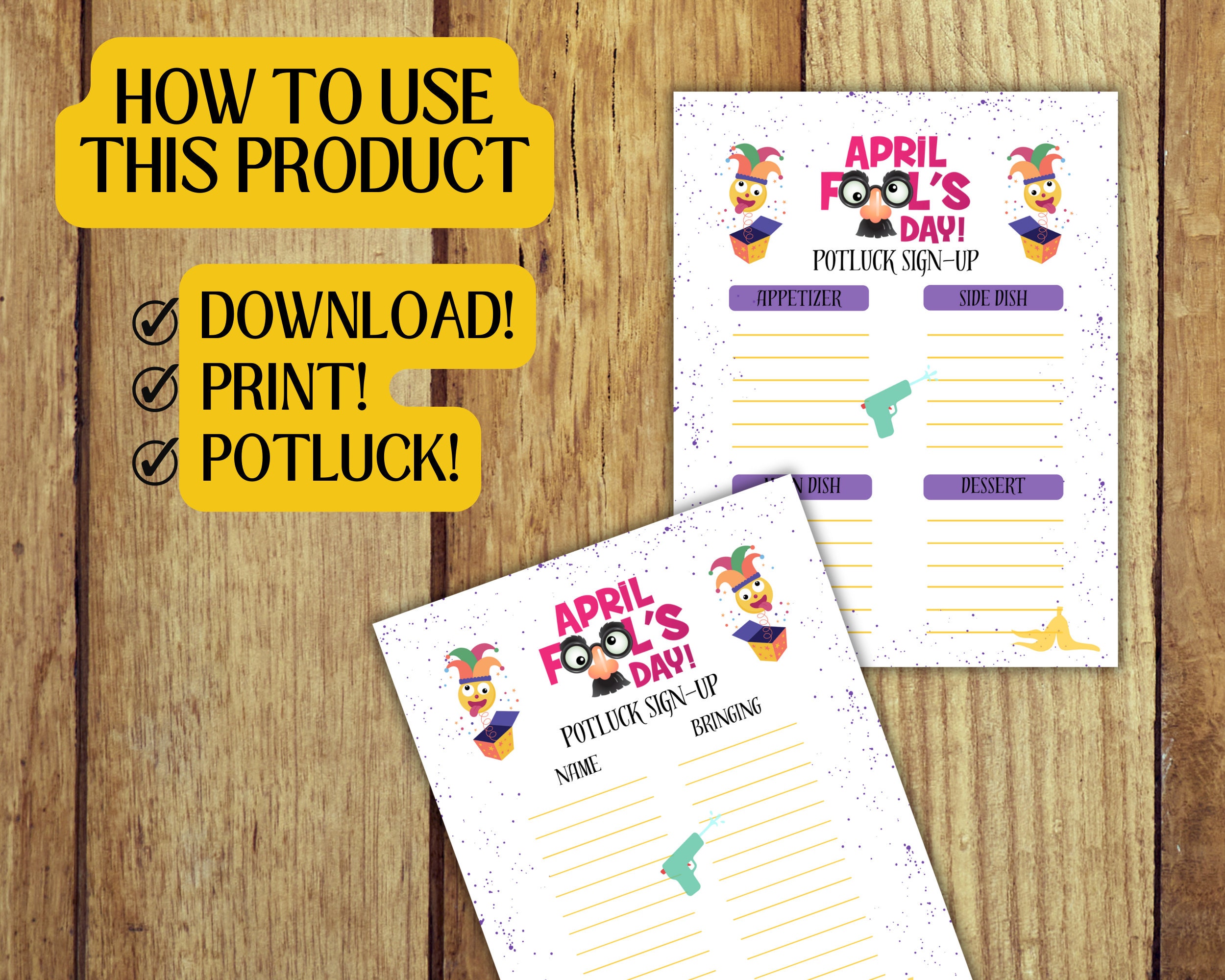 April Fools Potluck Sign up Sheet, April Fools Day Potluck Sign up Form ...