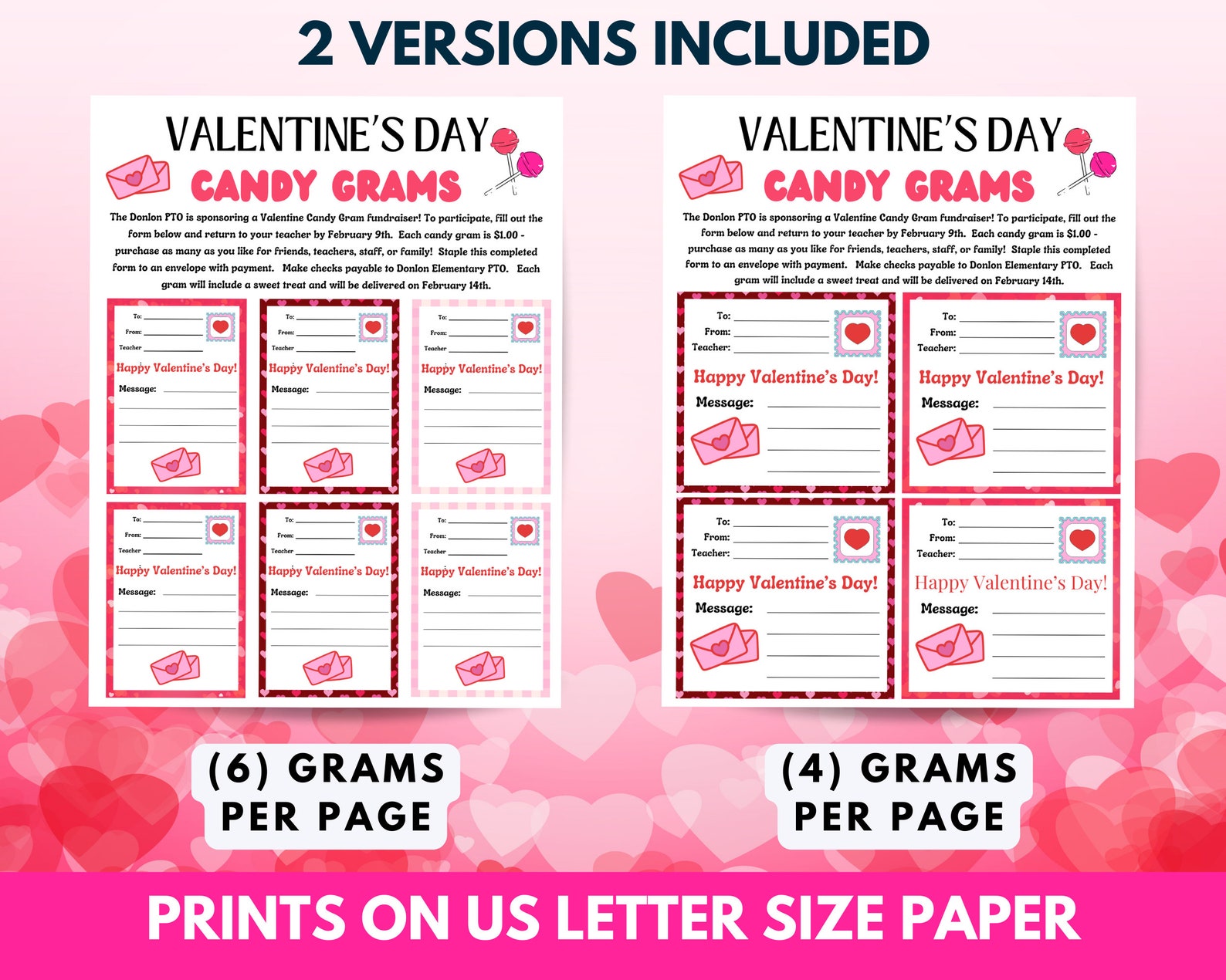 Editable Valentine's Day Candy Gram Flyer, Valentine School Fundraiser ...