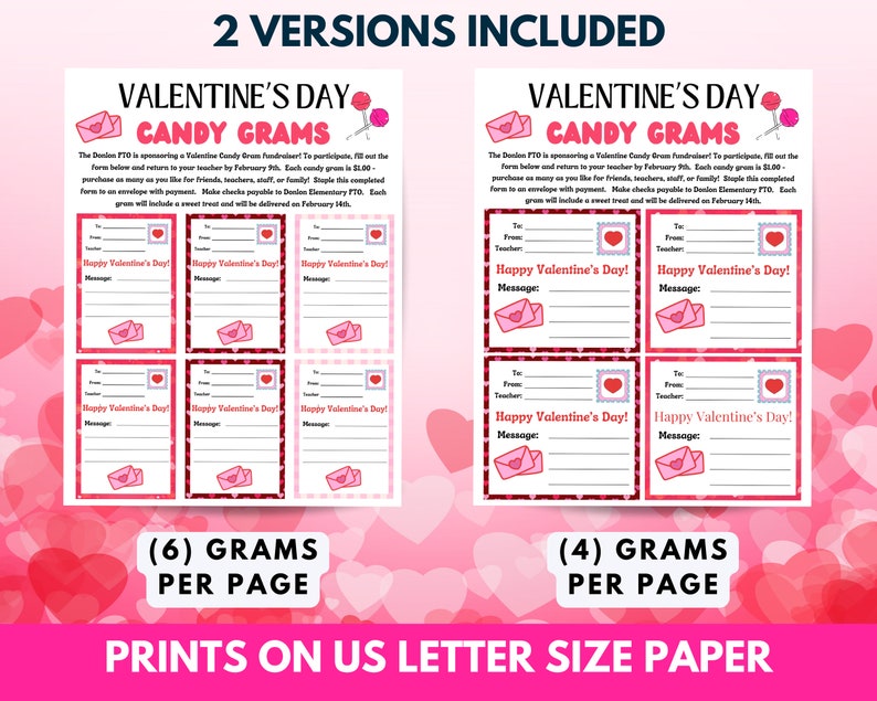 Editable Valentine's Day Candy Gram Flyer, Valentine School Fundraiser ...