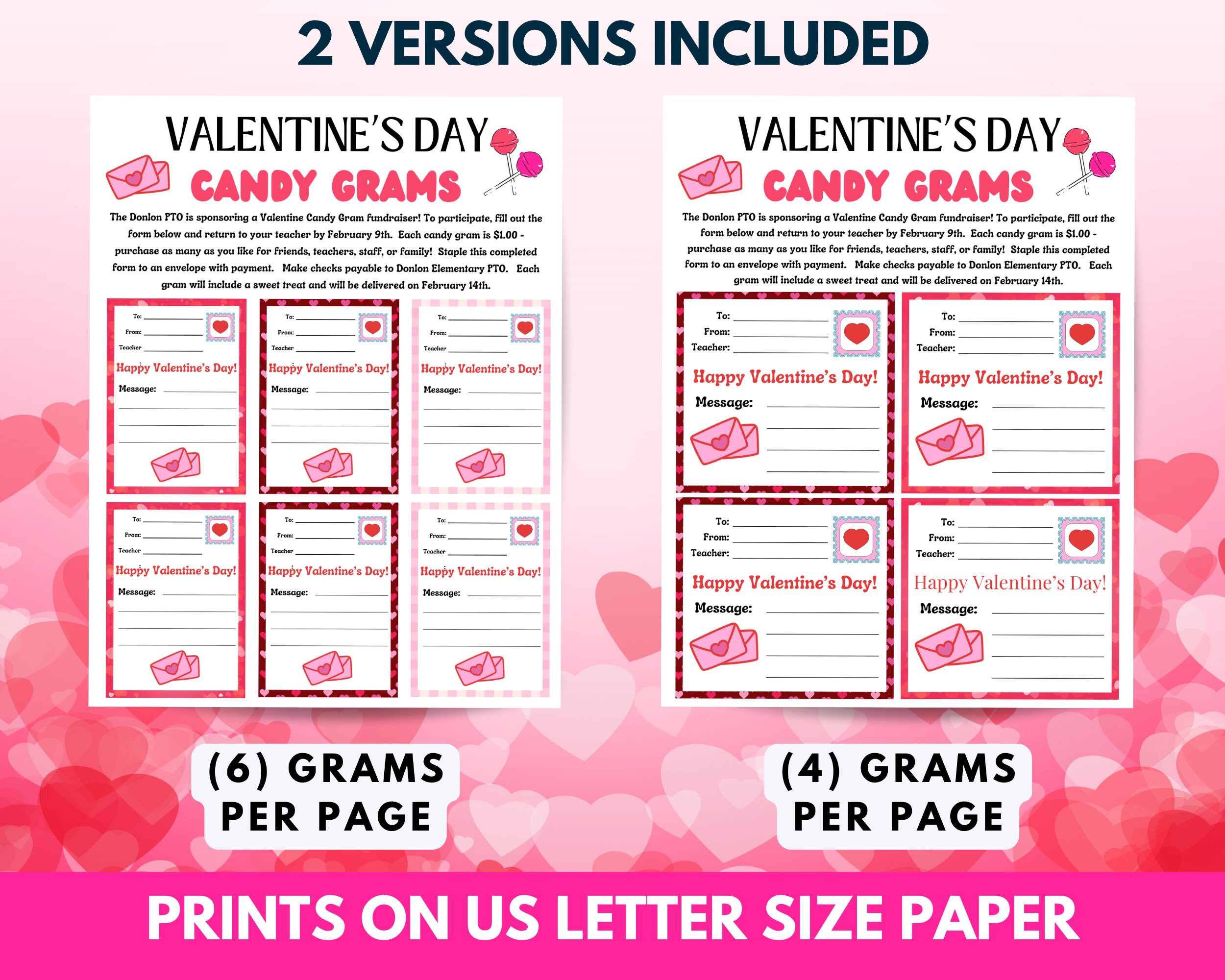 Editable Valentine's Day Candy Gram Flyer, Valentine School Fundraiser ...