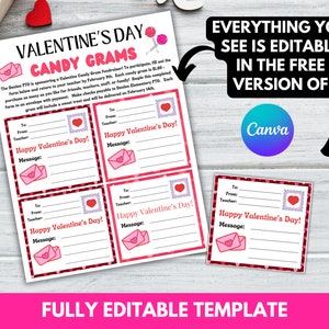 Editable Valentine's Day Candy Gram Flyer, Valentine School Fundraiser ...
