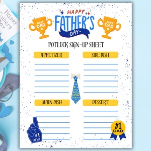 Fathers Day Potluck Sign up Sheet, Father's Day Sign up Form, Fathers ...