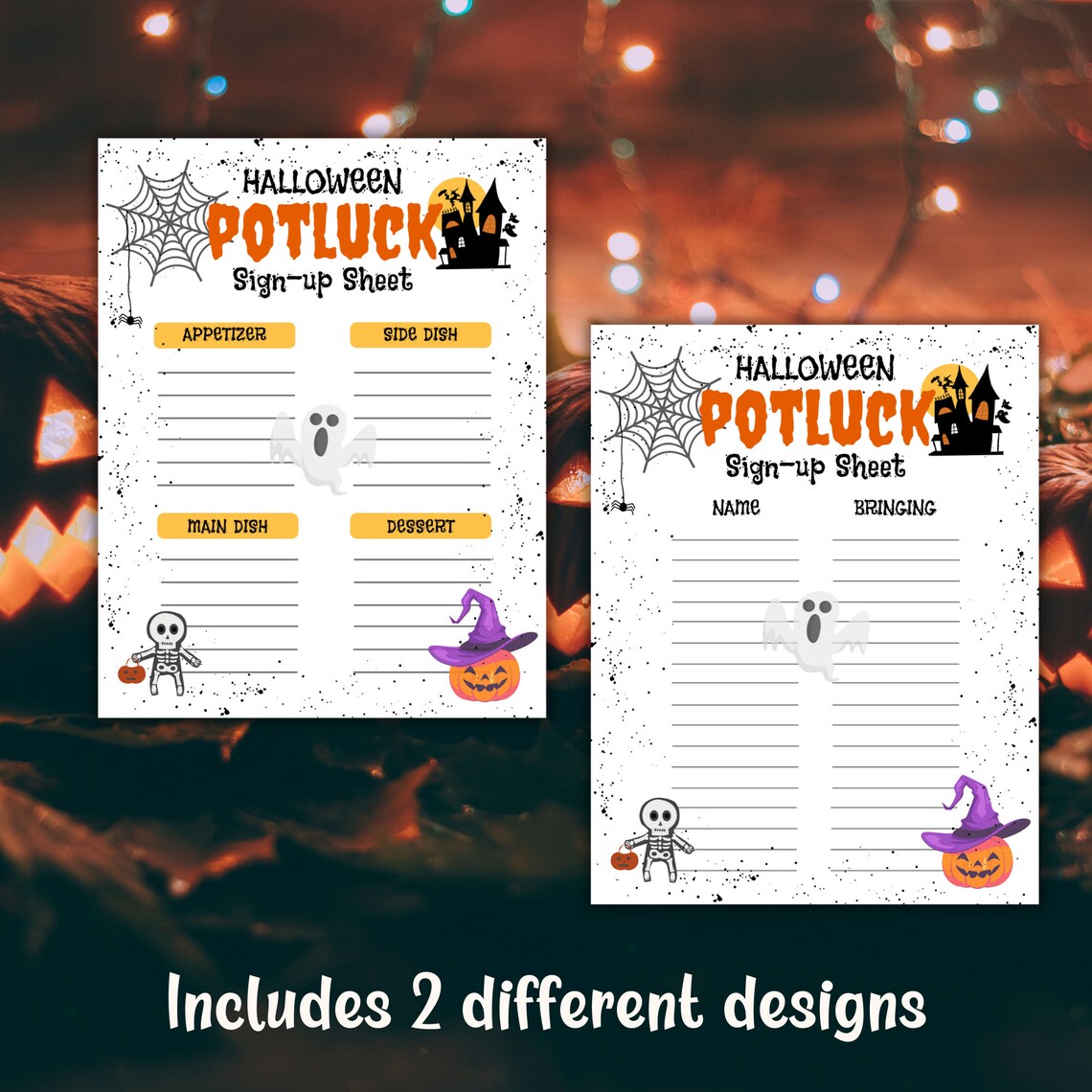 Halloween Potluck Sign up Sheet, Potluck Sign up Sheet, Potluck Sign up ...
