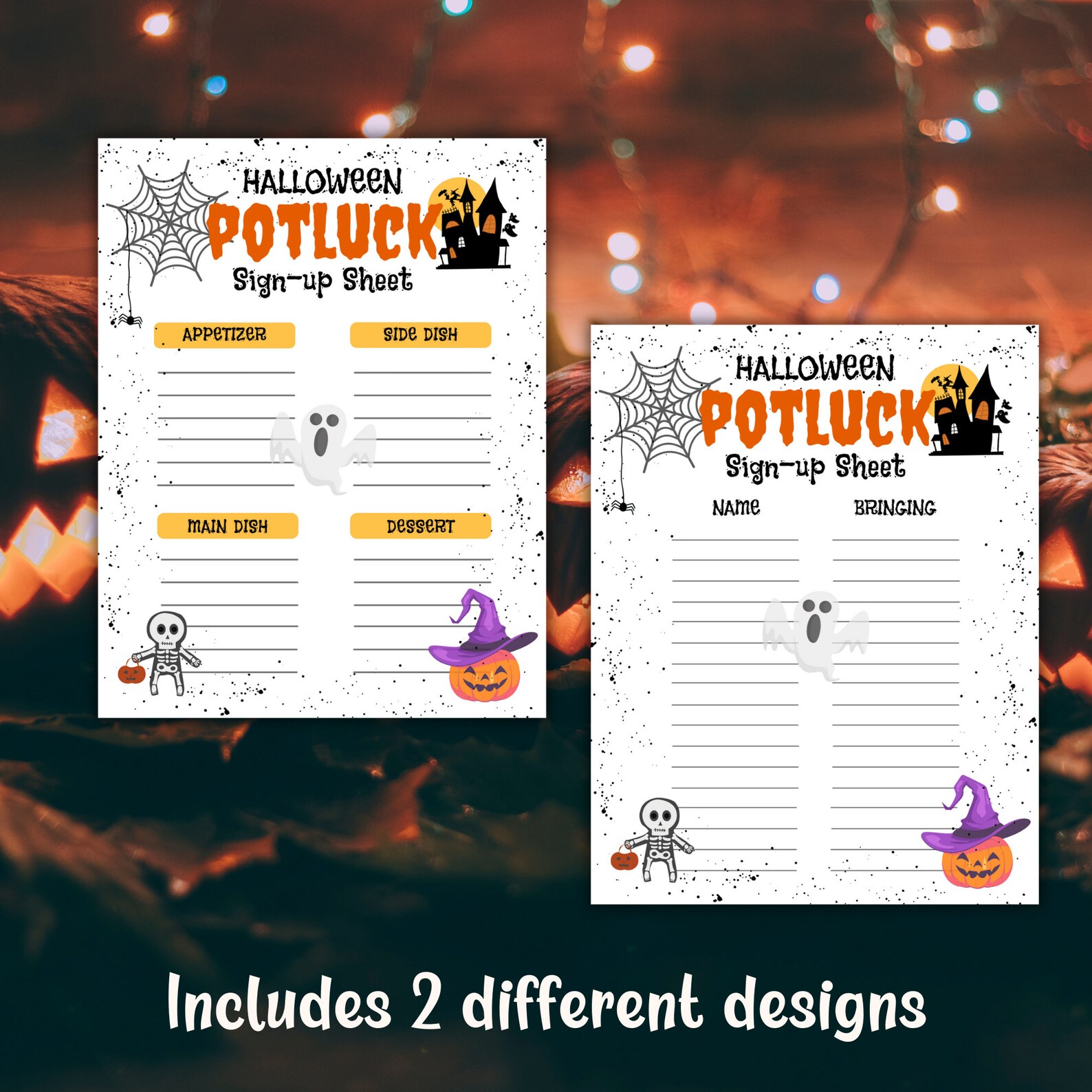 Halloween Potluck Sign up Sheet, Potluck Sign up Sheet, Potluck Sign up ...