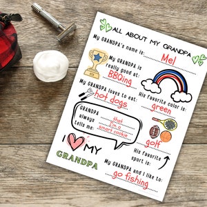 All About My Grandpa Printable, Kids Father's Day Printable, Printable ...