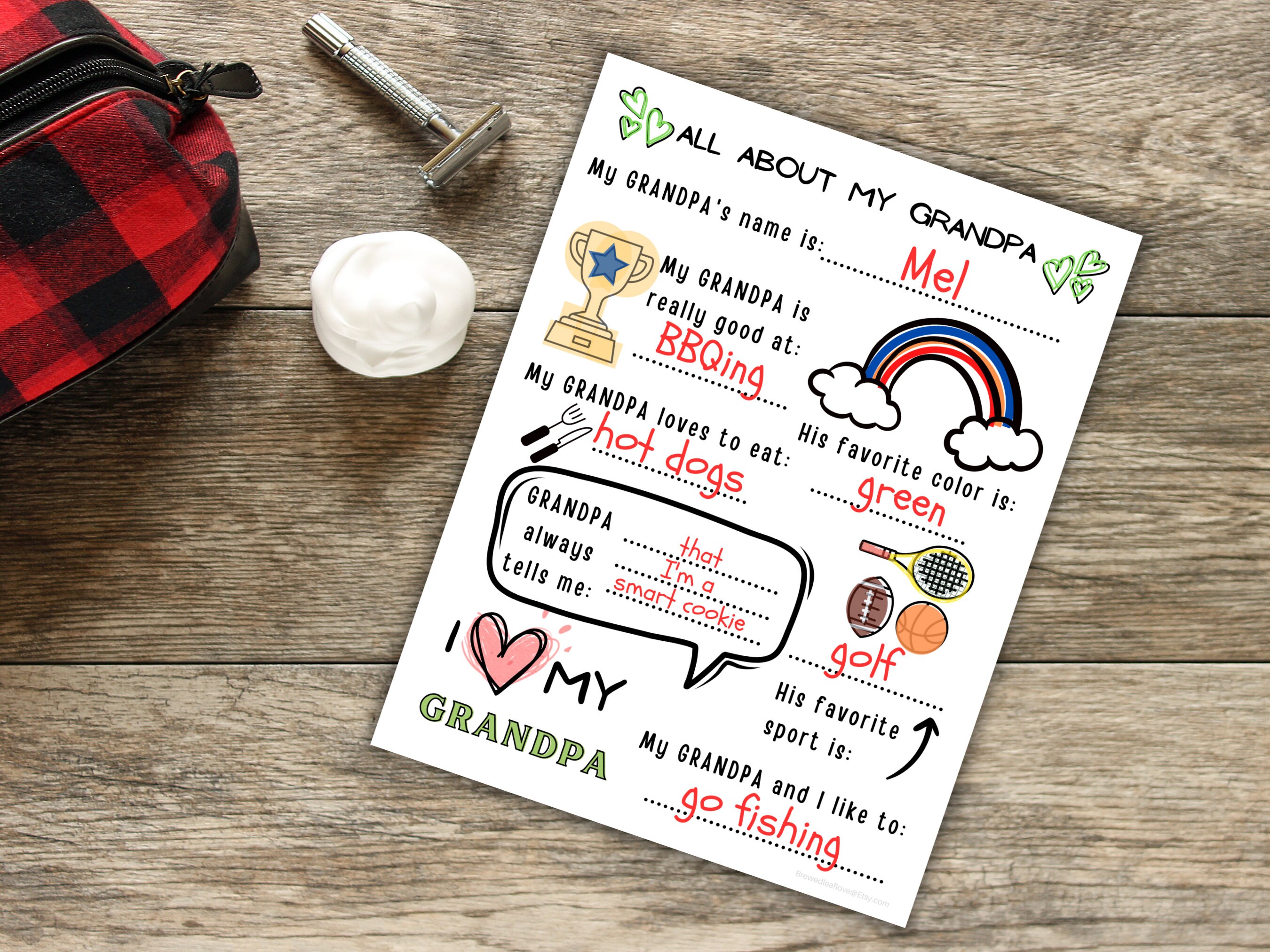 All About My Grandpa Printable, Kids Father's Day Printable, Printable ...
