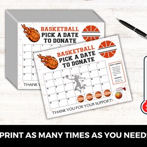 Girls Basketball Fundraiser Calendar, Pick a Date to Donate Calendar ...