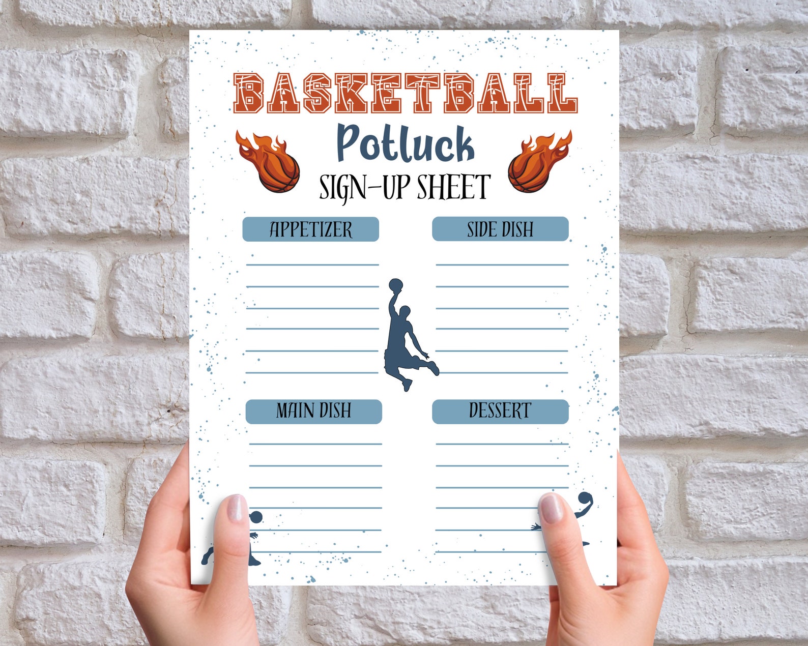 Basketball Potluck Sign up Sheet, Potluck Sign up Form, Basketball ...