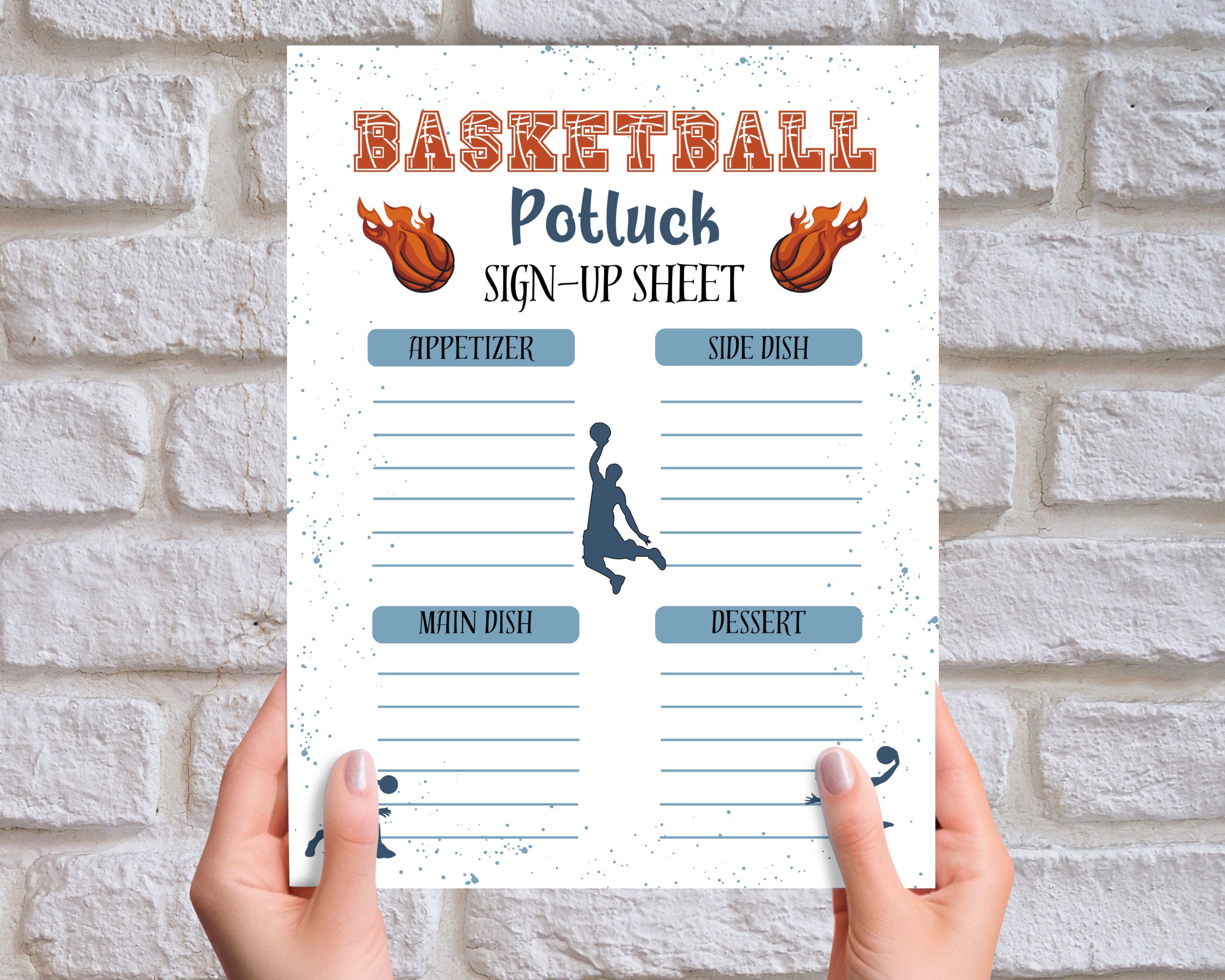 Basketball Potluck Sign up Sheet, Potluck Sign up Form, Basketball ...
