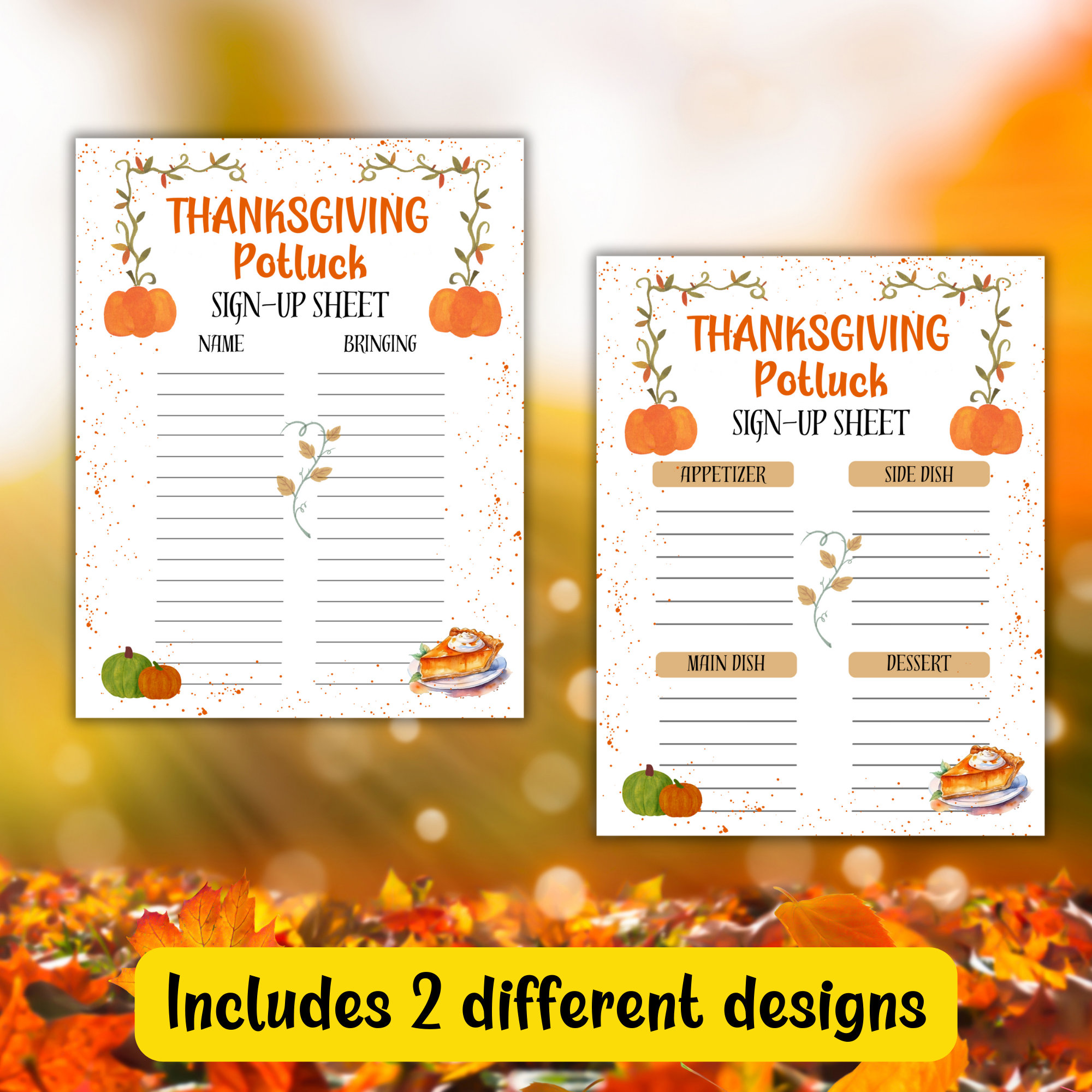 Thanksgiving Potluck Sign up Sheet, Friendsgiving Potluck Sign Up ...