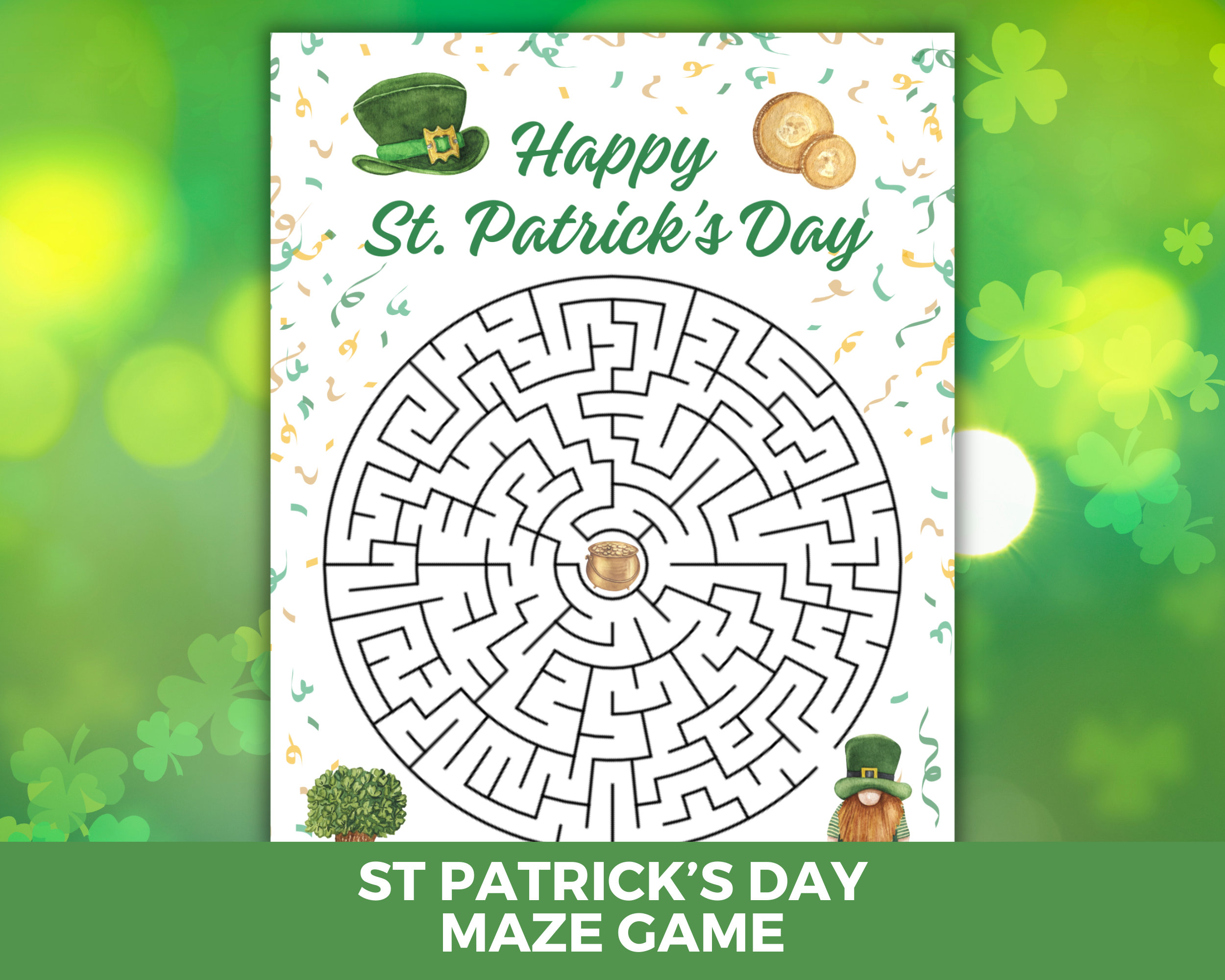 St Patrick's Day Maze, Saint Patricks Day Party Game, St Patricks Day ...