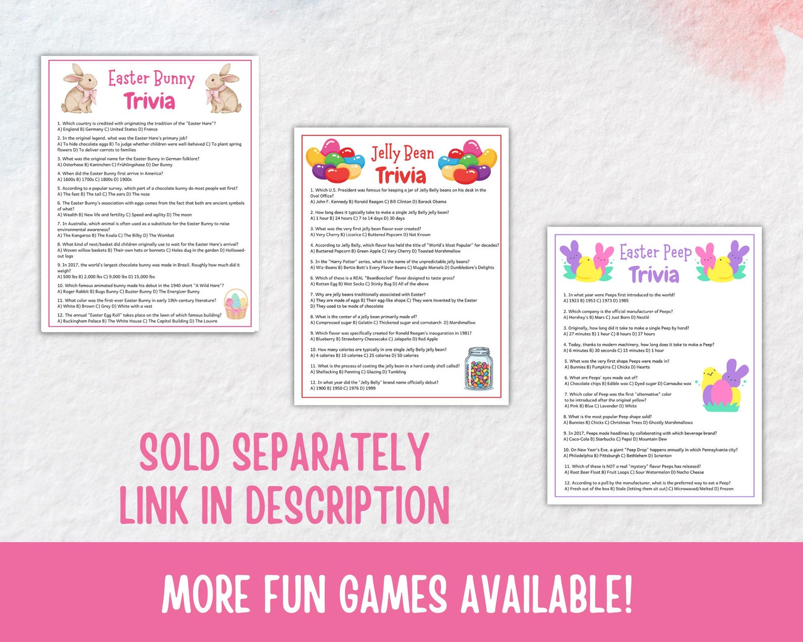 Jelly Bean Trivia Game, Easter Party Game, Printable Spring Game ...