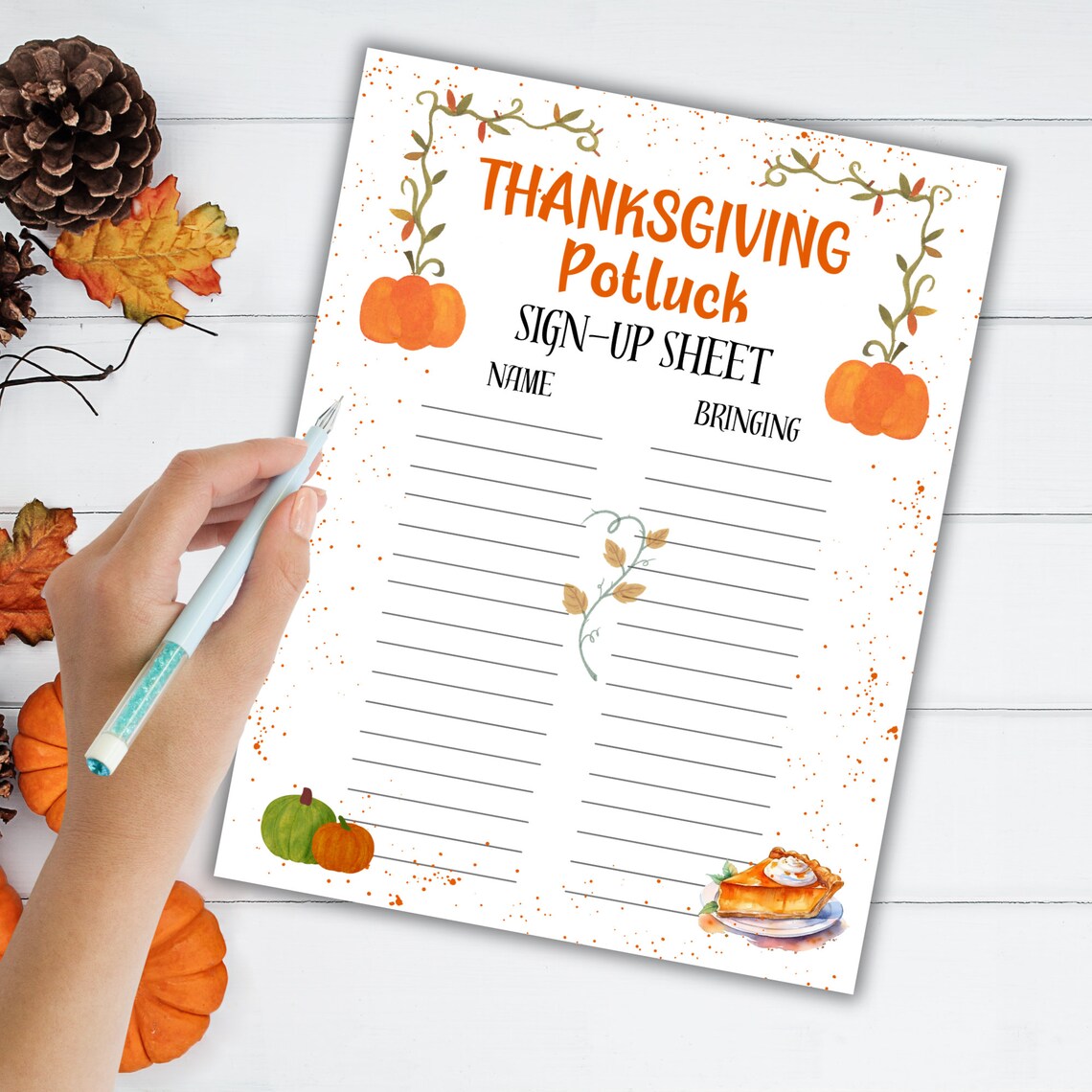 Thanksgiving Potluck Sign up Sheet, Friendsgiving Potluck Sign Up ...