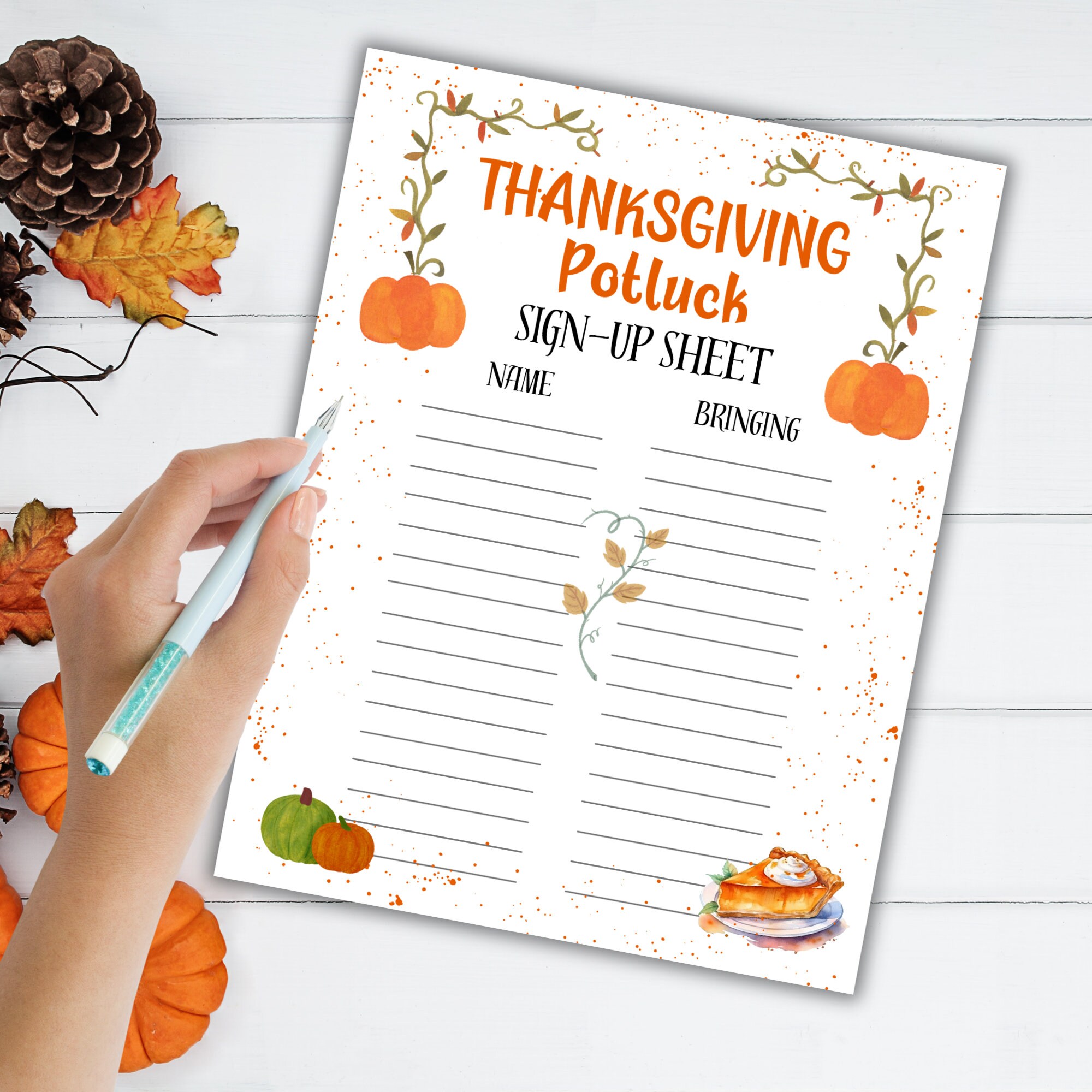Thanksgiving Potluck Sign up Sheet, Friendsgiving Potluck Sign Up ...