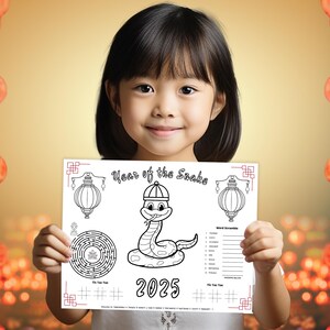 Lunar New Year Coloring Placemat, 2025 Year of the Snake Coloring Page ...