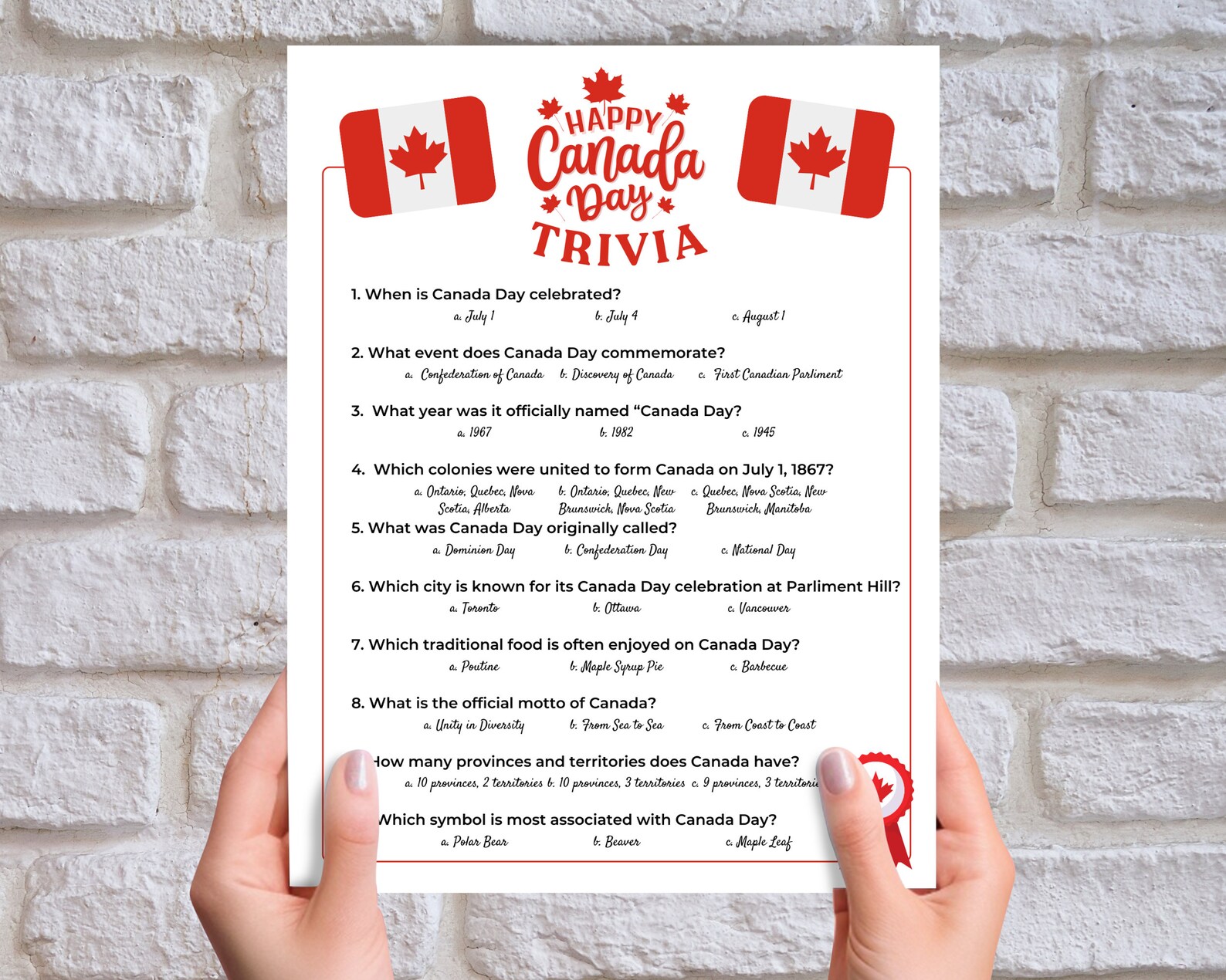 Canada Day Trivia Game, Canada Day Activity, Canada Day Classroom ...