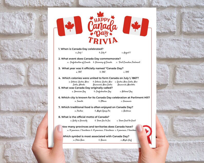 Canada Day Trivia Game, Canada Day Activity, Canada Day Classroom ...