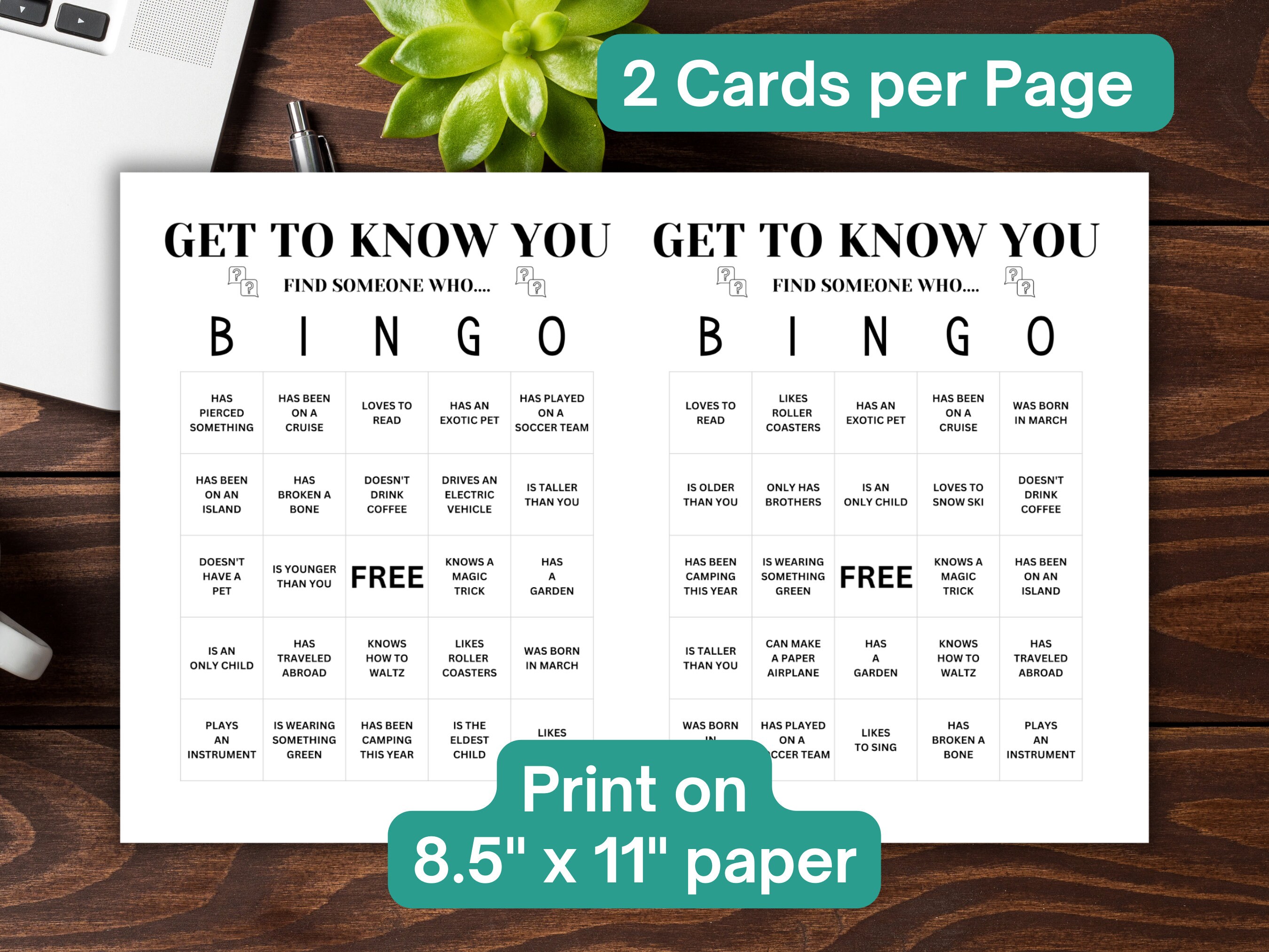 100 Get to Know You Bingo Cards, Find Someone Who, Find the Guest Bingo ...