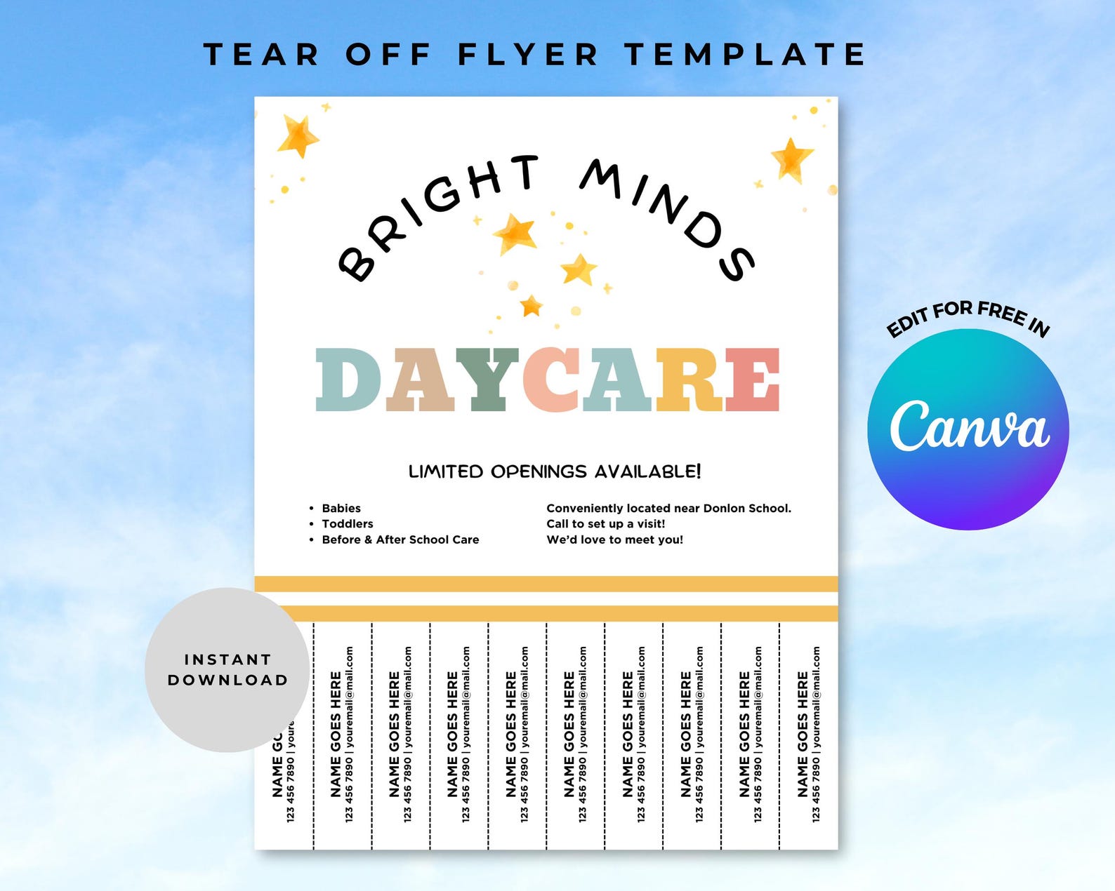 Daycare Tear off Flyer, Childcare Flyer, Daycare Flyer, Editable ...