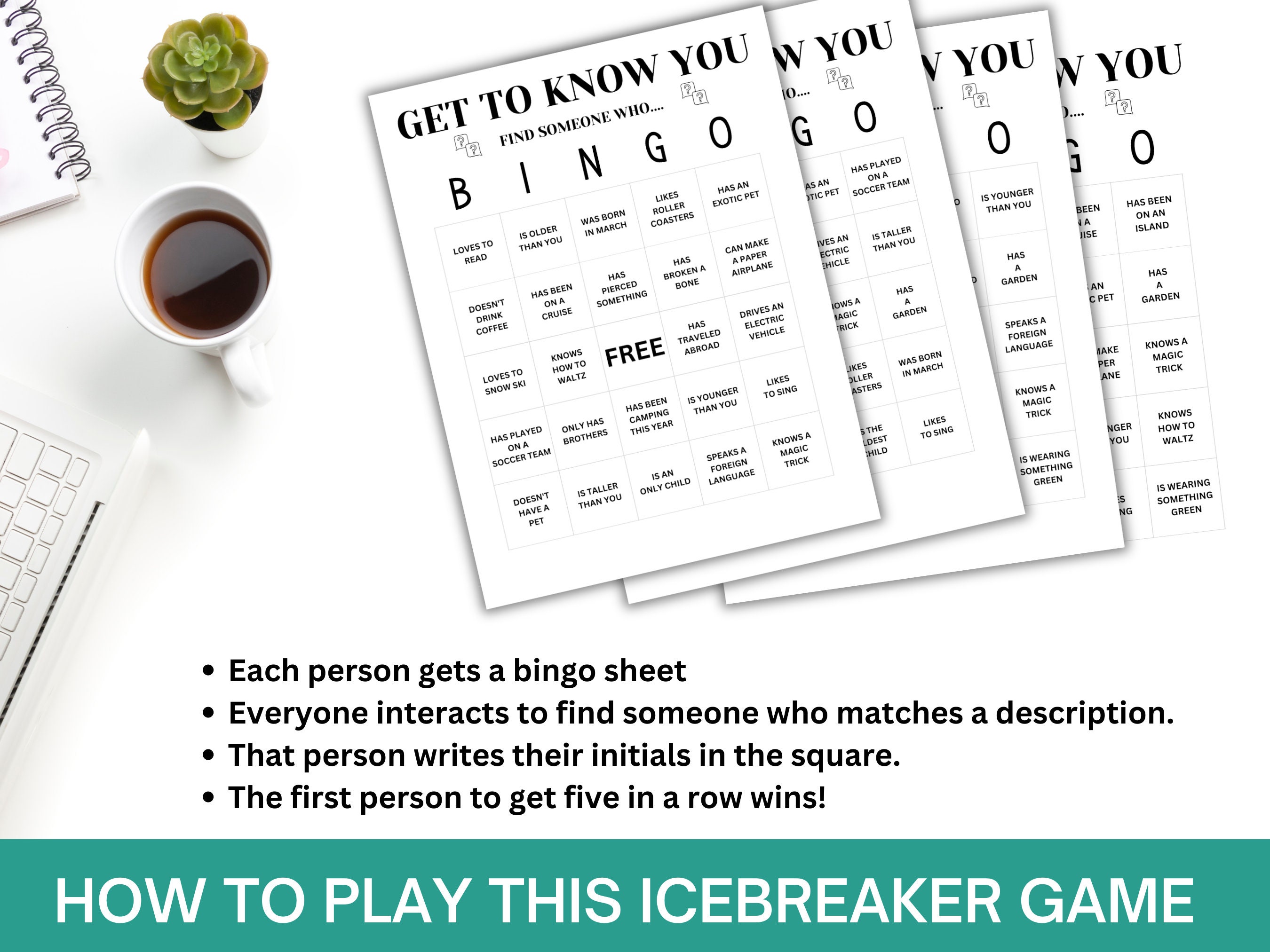 100 Get to Know You Bingo Cards, Find Someone Who, Find the Guest Bingo ...