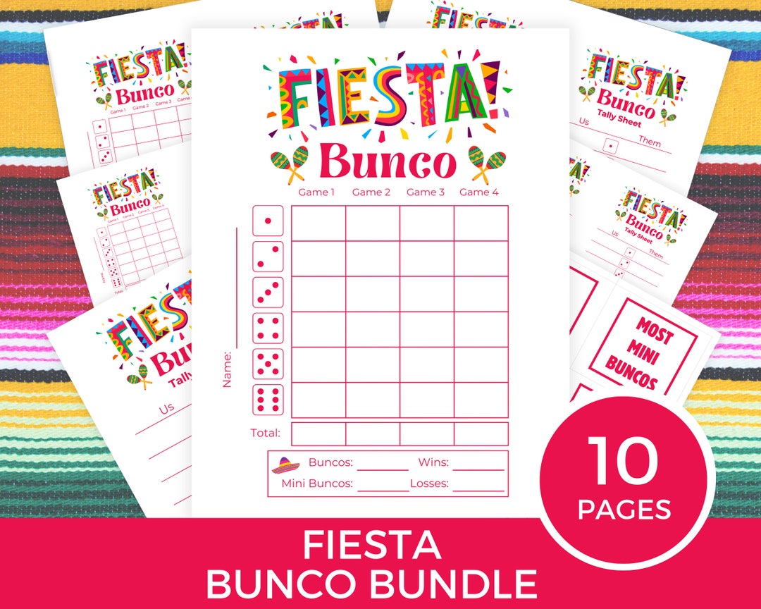 Fiesta Bunco Score Sheets, May Bunco Score Cards, Fiesta Bunco Game ...