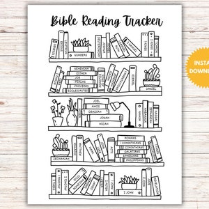 Bible Reading Tracker Coloring Sheet, Bible Reading Bookshelf, Books of ...