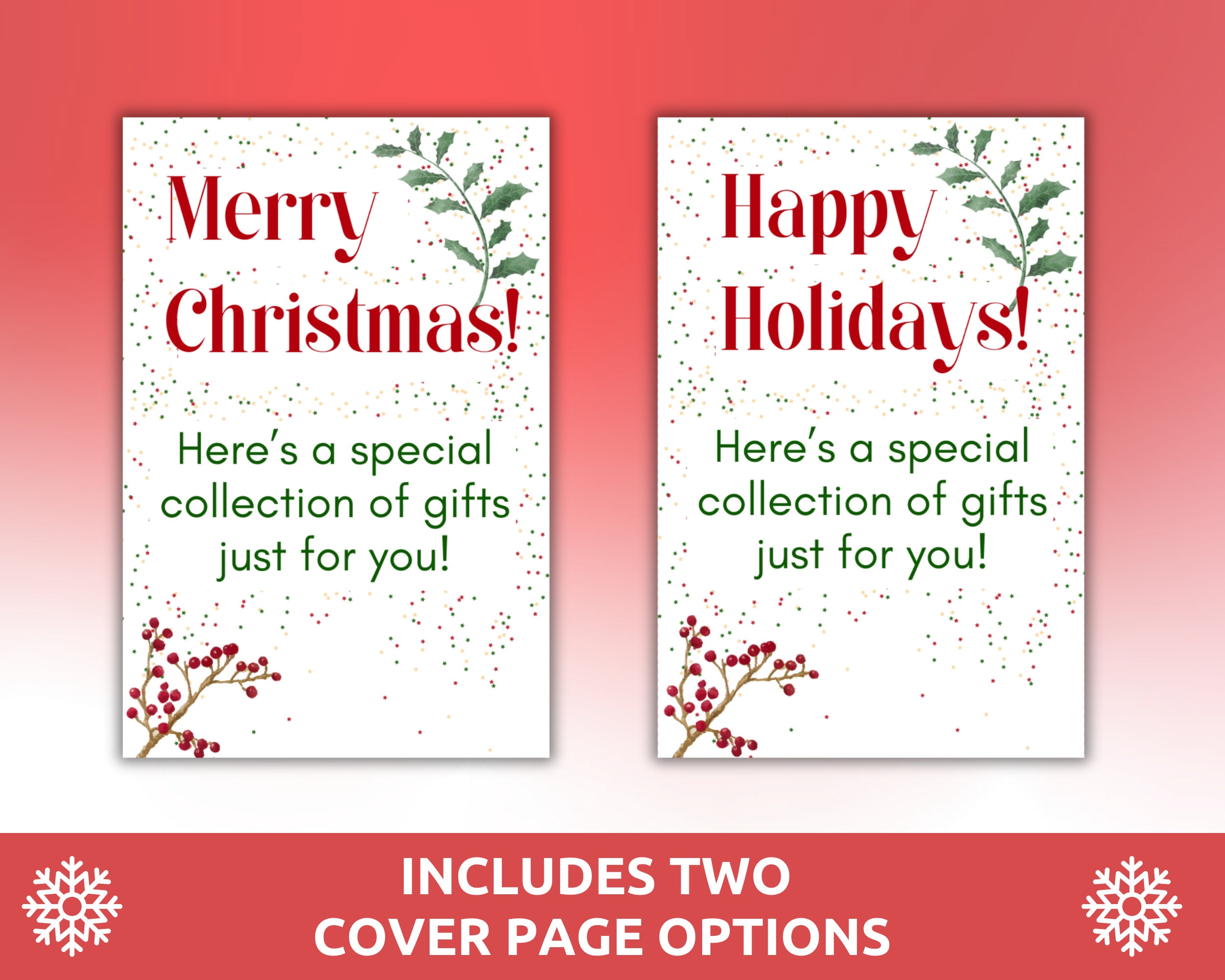 Printable Christmas Gift Card Book, Christmas Gift Card Holder, College ...