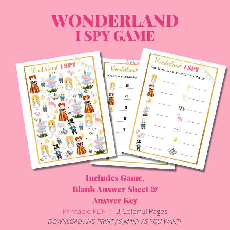 Alice Tea Party I SPY Game, INSTANT Download, Alice in Wonderland, Tea ...