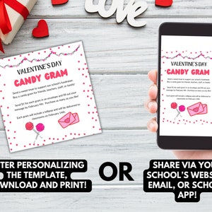 Editable Valentine's Day Candy Gram Form, Valentine School Fundraiser ...