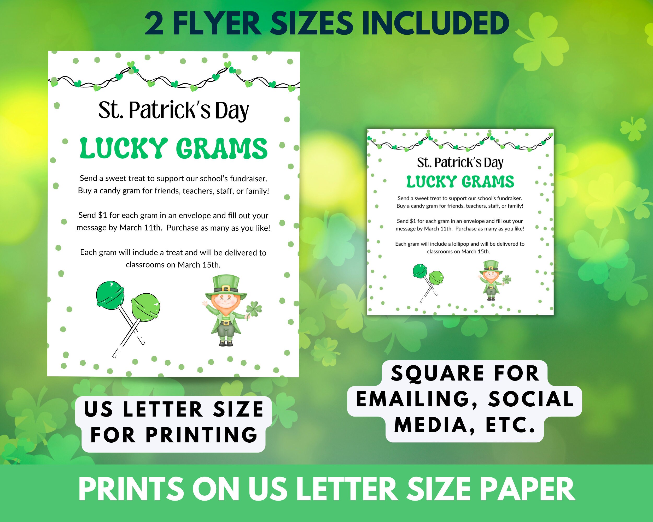 St Patricks Day Candy Gram Form, St Patricks School Fundraiser Flyer ...