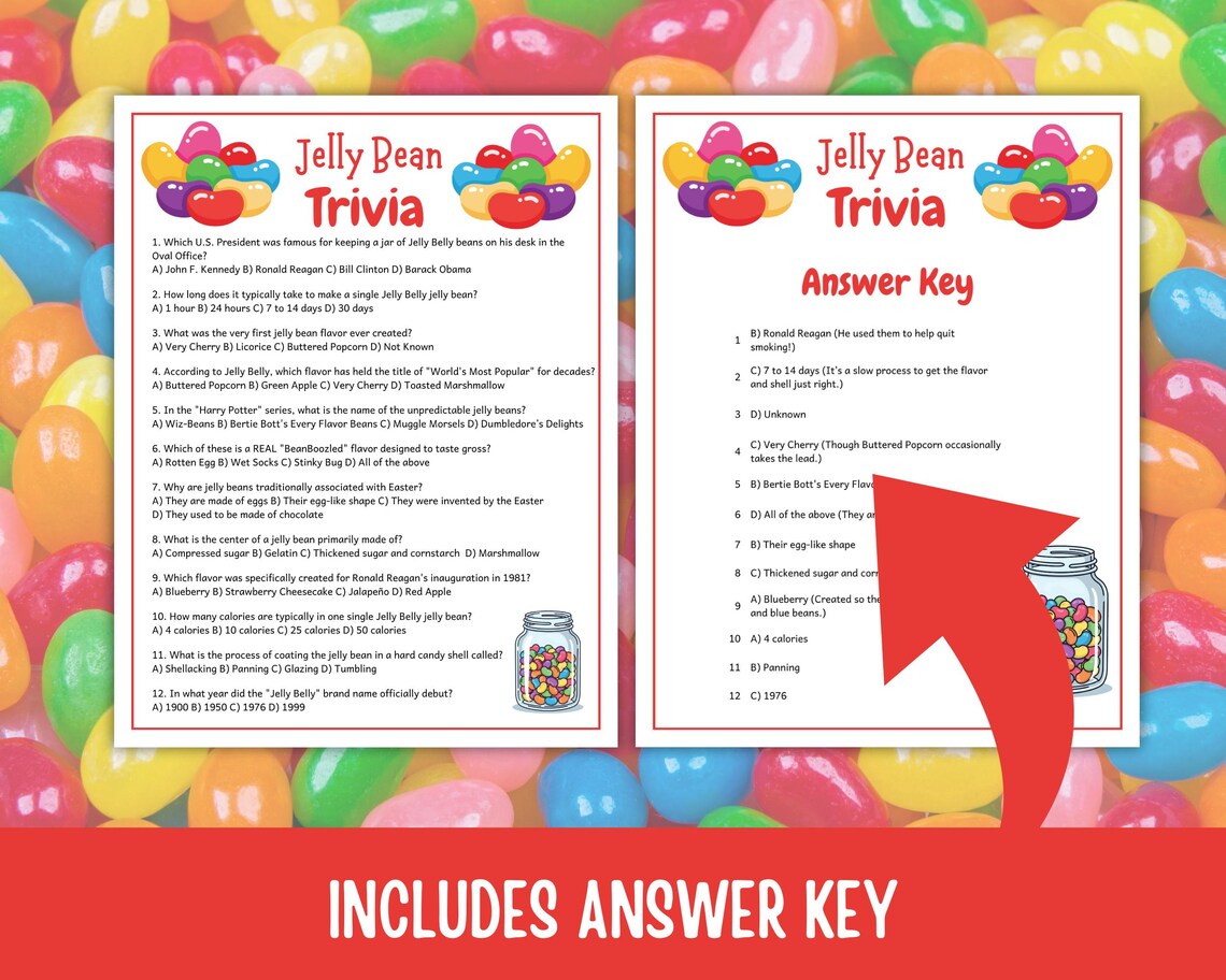 Jelly Bean Trivia Game, Easter Party Game, Printable Spring Game ...