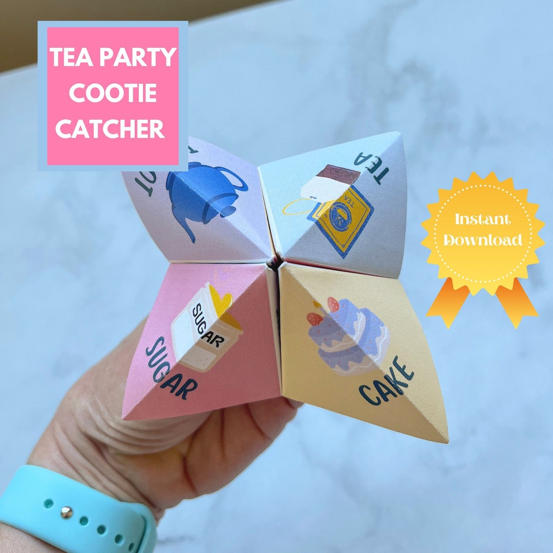 Tea Party Cootie Catcher, Tea Party Fortune Teller, Tea Party Favors ...