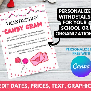 Editable Valentine's Day Candy Gram Form, Valentine School Fundraiser ...