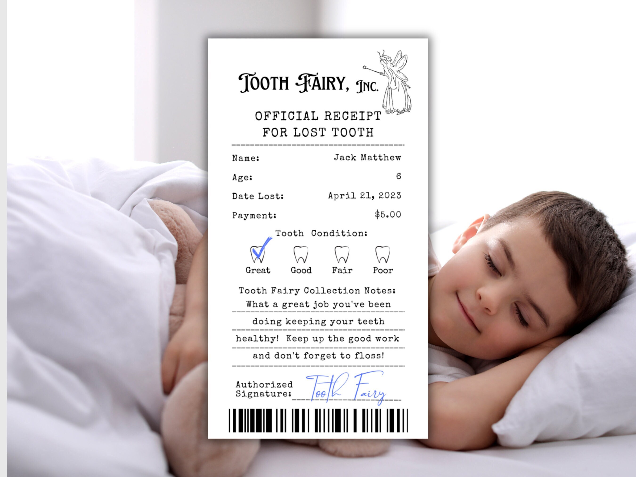 Tooth Fairy Receipt, Tooth Fairy Letter, Lost Tooth Certificate, Kids ...