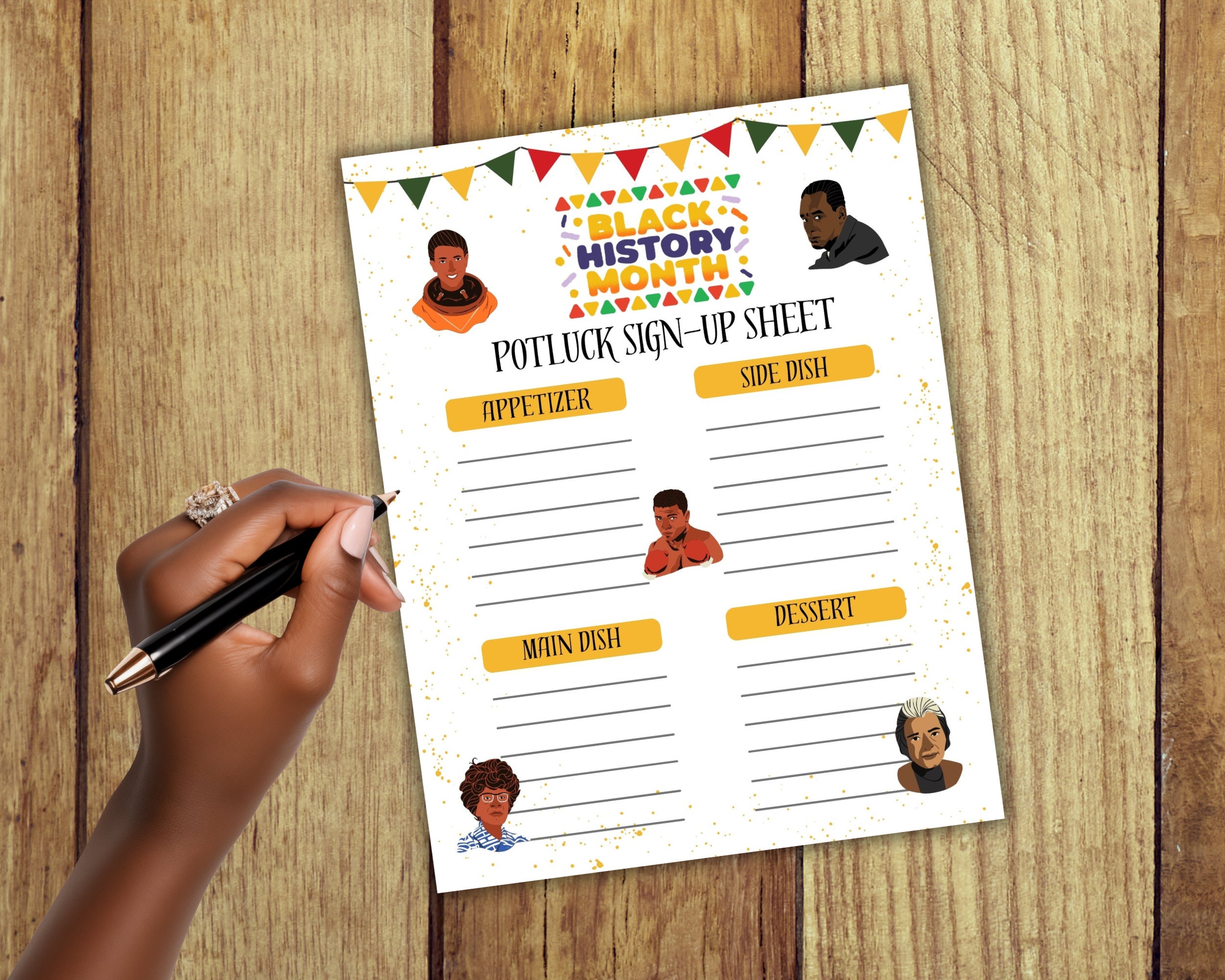 Black History Month Sign up Sheet, Potluck Sign up Sheet, Potluck Sign ...
