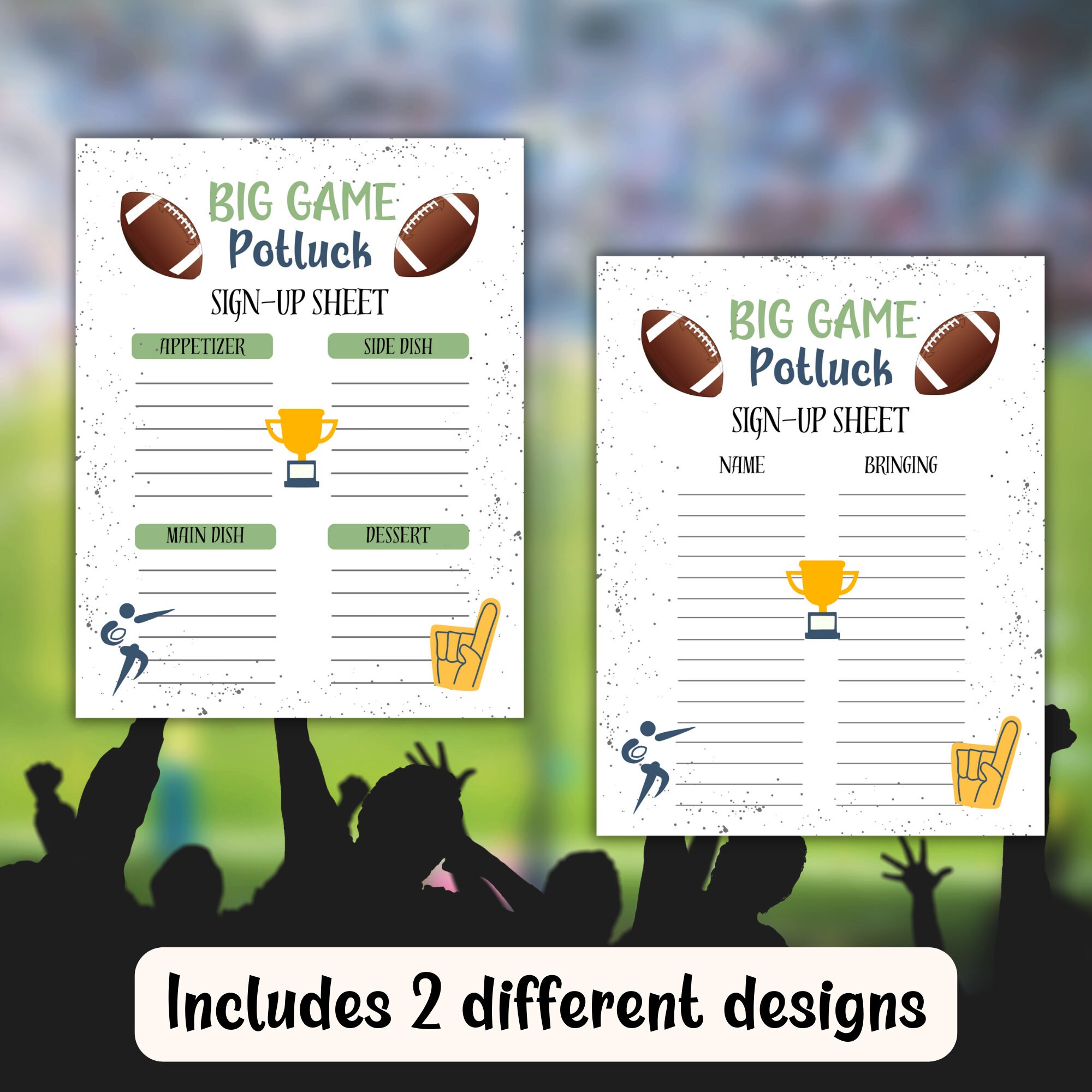 Football Potluck Sign up Sheet, Big Game Menu, Potluck Sign up Form ...