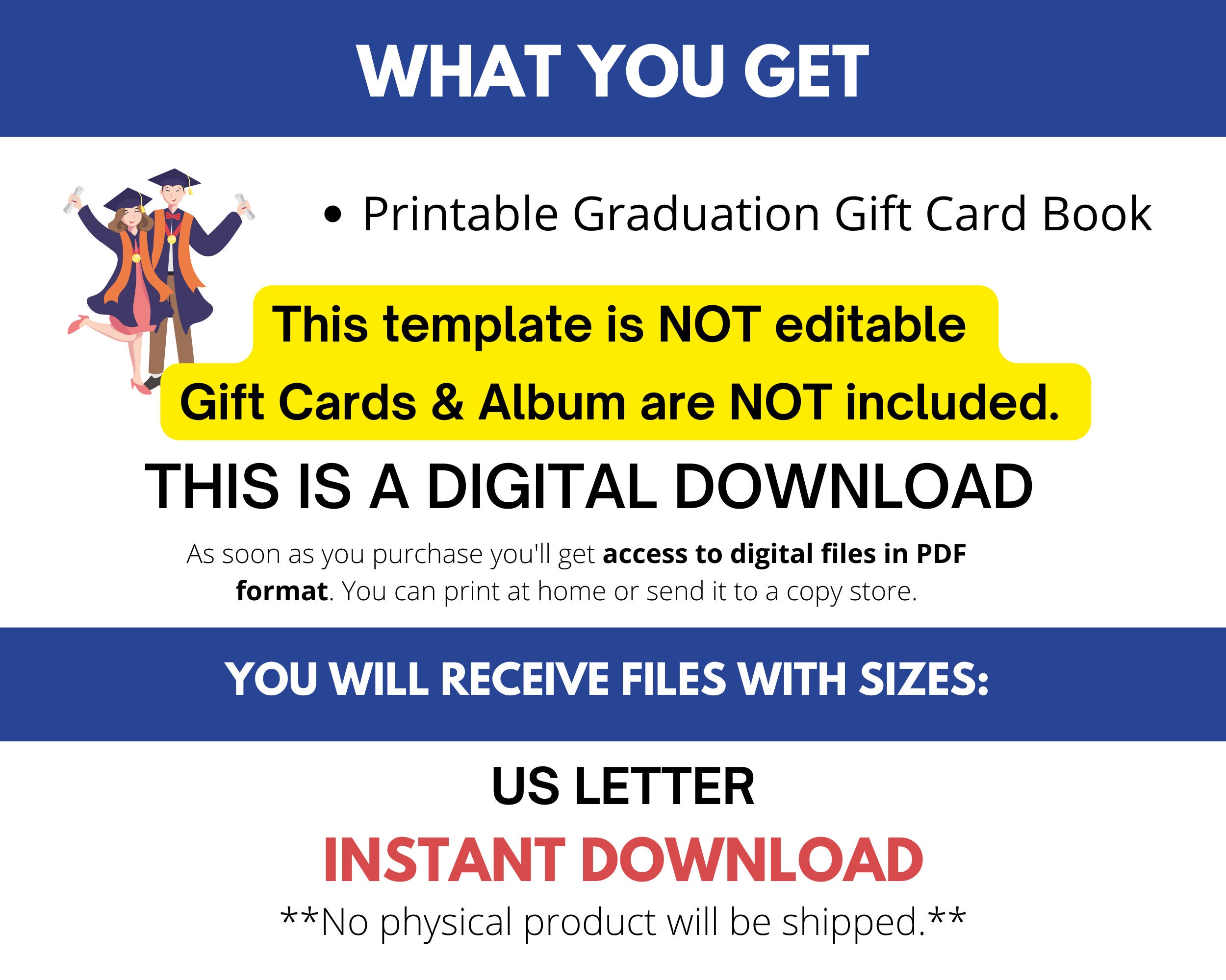 Graduation Gift Card Book, Printable Gift Card Book for High School ...