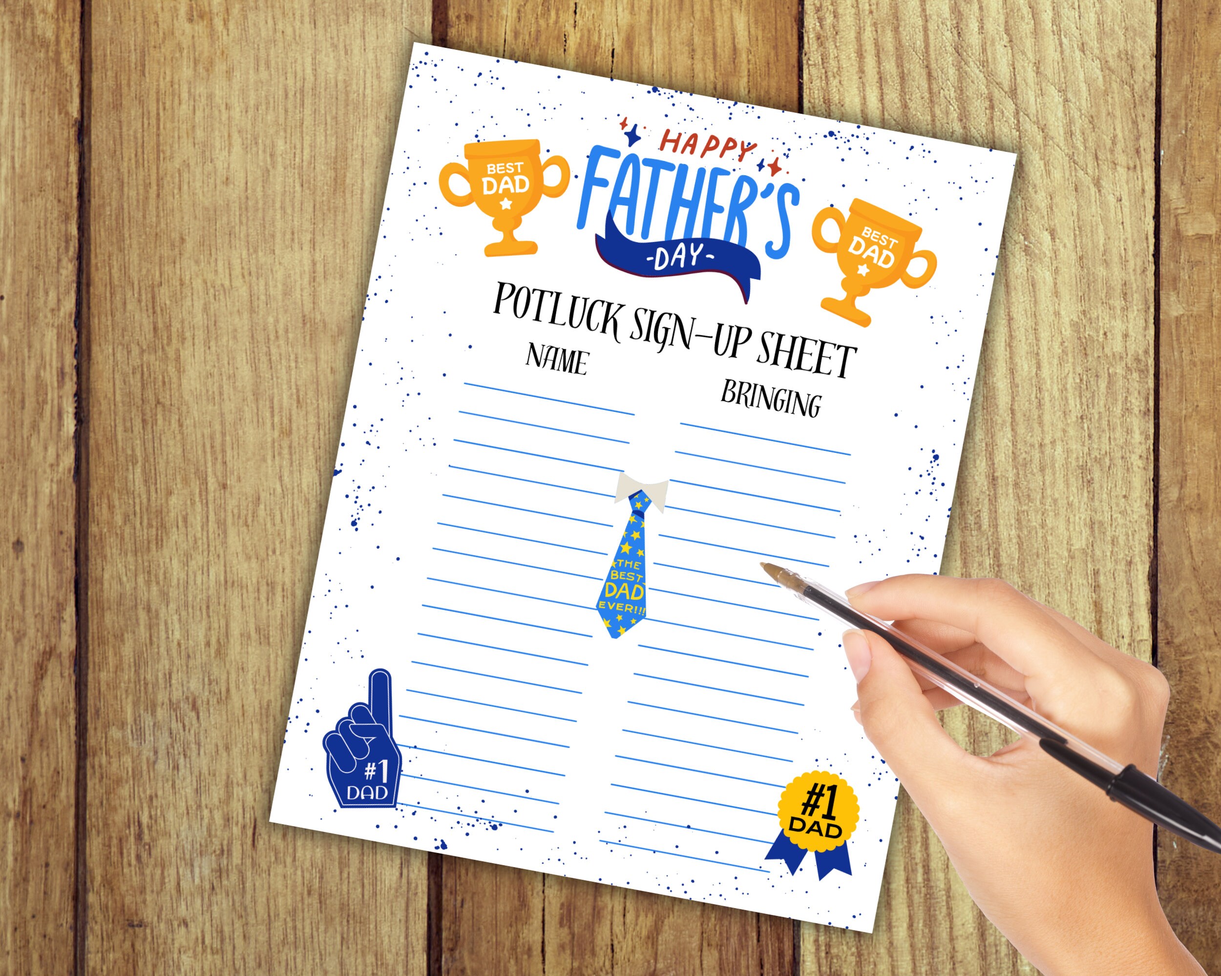 Fathers Day Potluck Sign up Sheet, Father's Day Sign up Form, Fathers ...