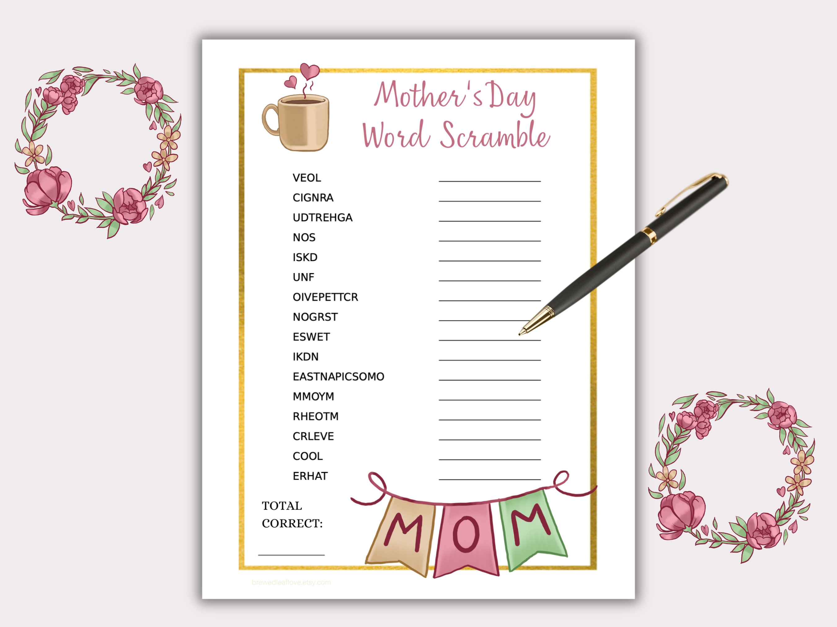 Mothers Day Game Printable, Mother's Day Brunch Ideas, Printable Mother ...